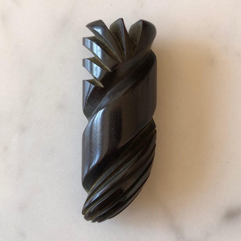 Vintage Black Bakelite Dress Clip Fur Clip - Gem